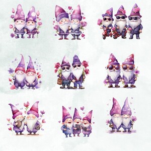 45 PNG Gnomes Clipart, Valentine's Day, Clipart Bundle, Purple Gnomes ...