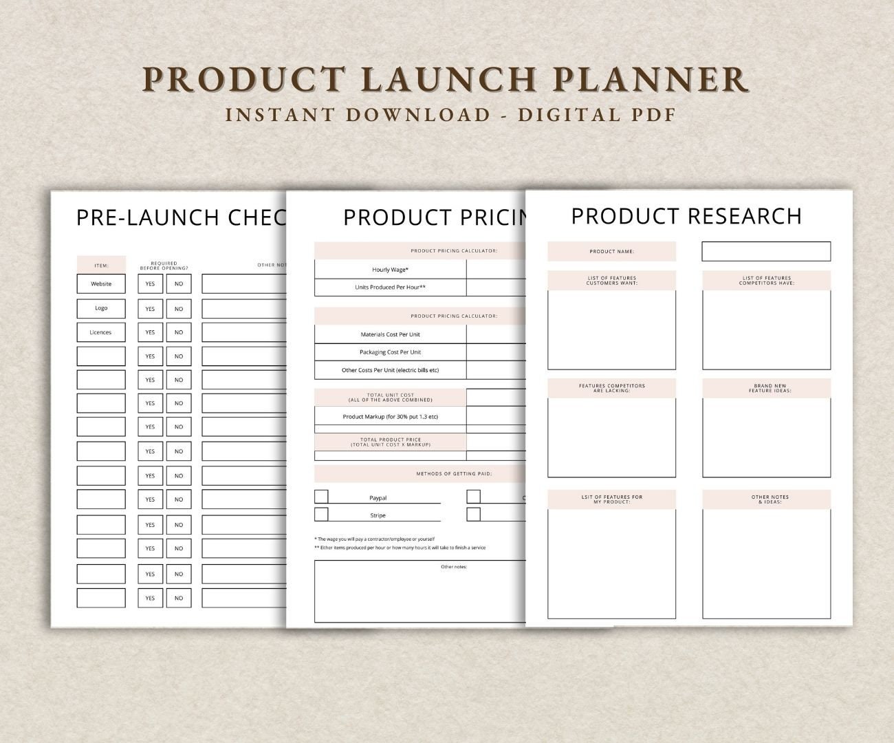 Printable Product Planner Pages Digital Business Planner - Etsy
