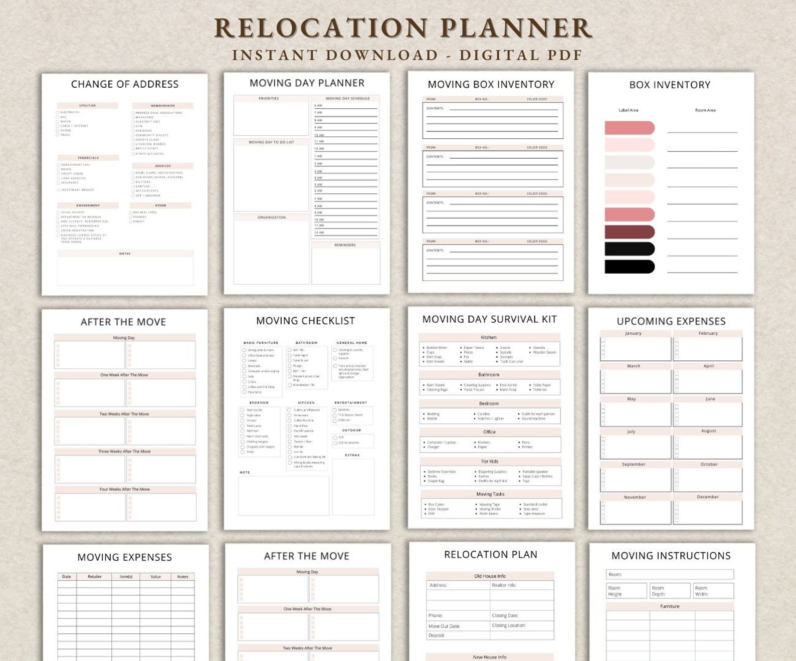 Relocation Planner Printable and Editable Canva Templates | Moving ...