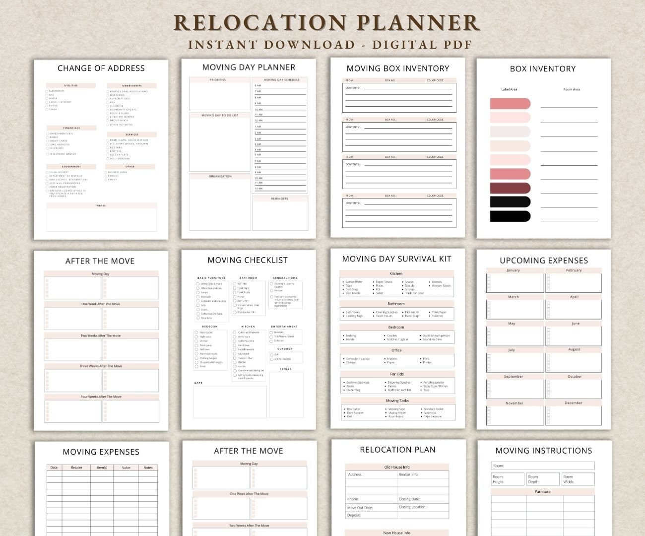 Relocation Planner Printable and Editable Canva Templates | Moving ...