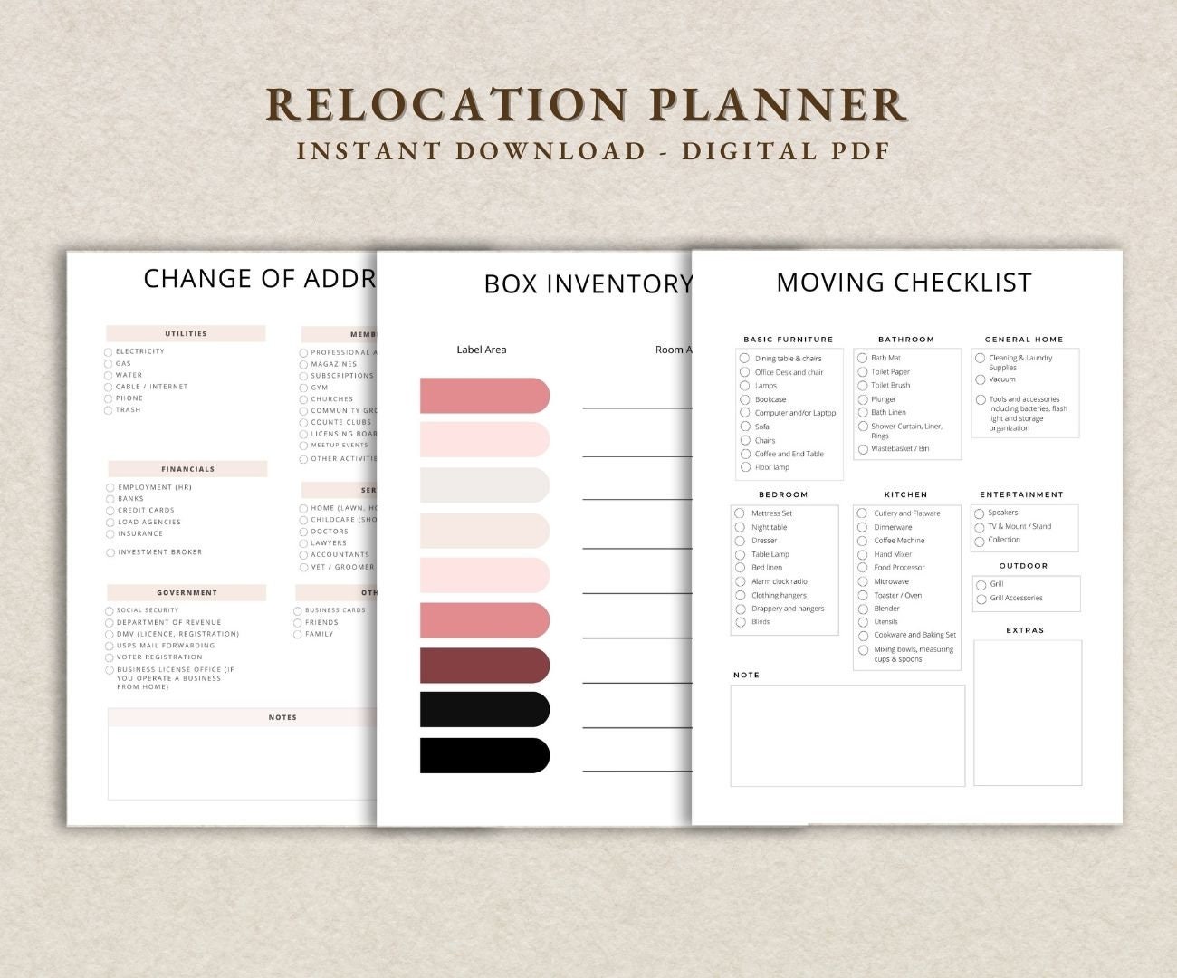 Relocation Planner Printable and Editable Canva Templates | Moving ...
