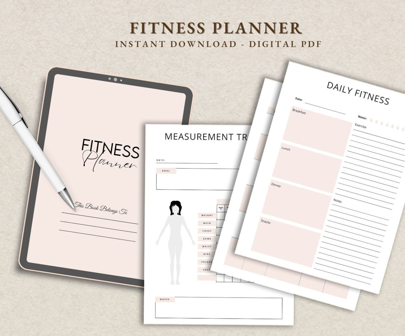 Printable Fitness Tracker Planner, Editable Planners Bundle, Weight ...