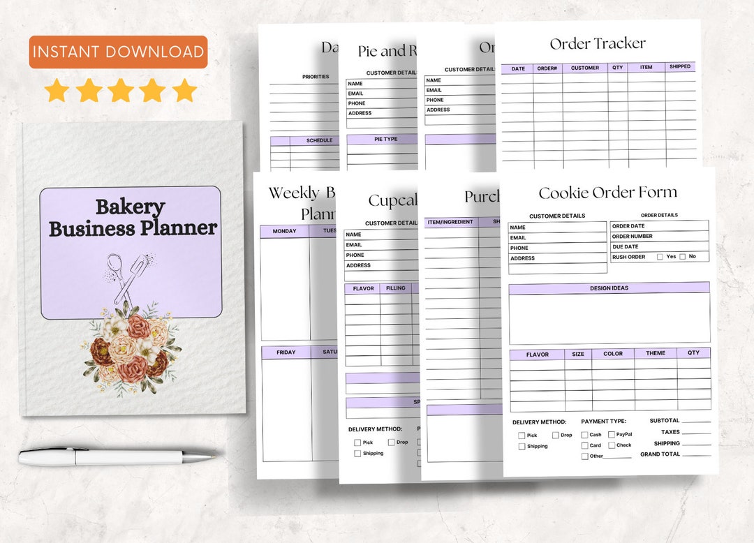 Home Bakery Business Planner Bakery Order Forms Cupcake Order Form ...