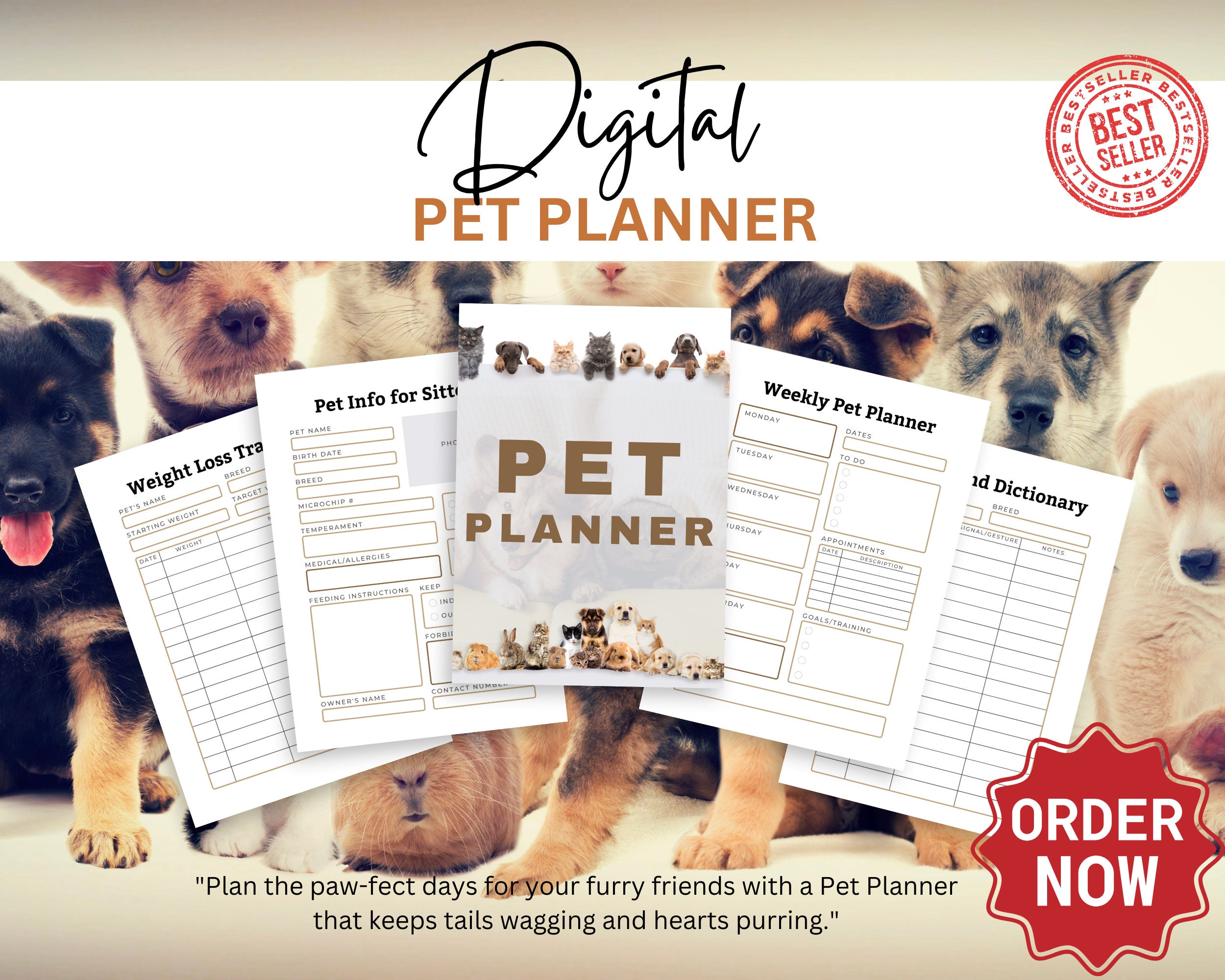 Personalized Pet Planner - Custom Name, Dog and Cat Organizer, Keep ...