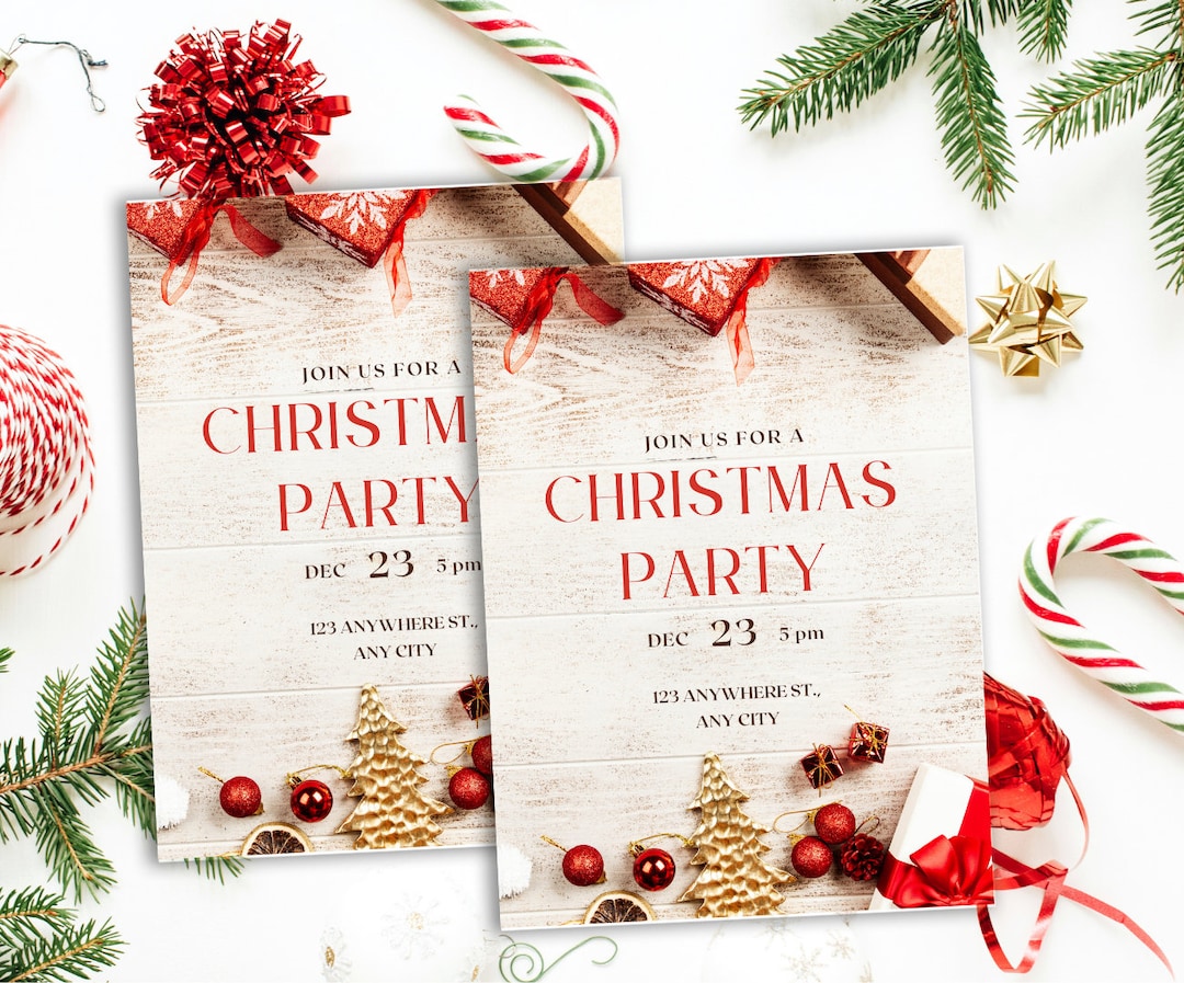 Festive Christmas Party Invitation Cards, Holiday Invites, Xmas ...