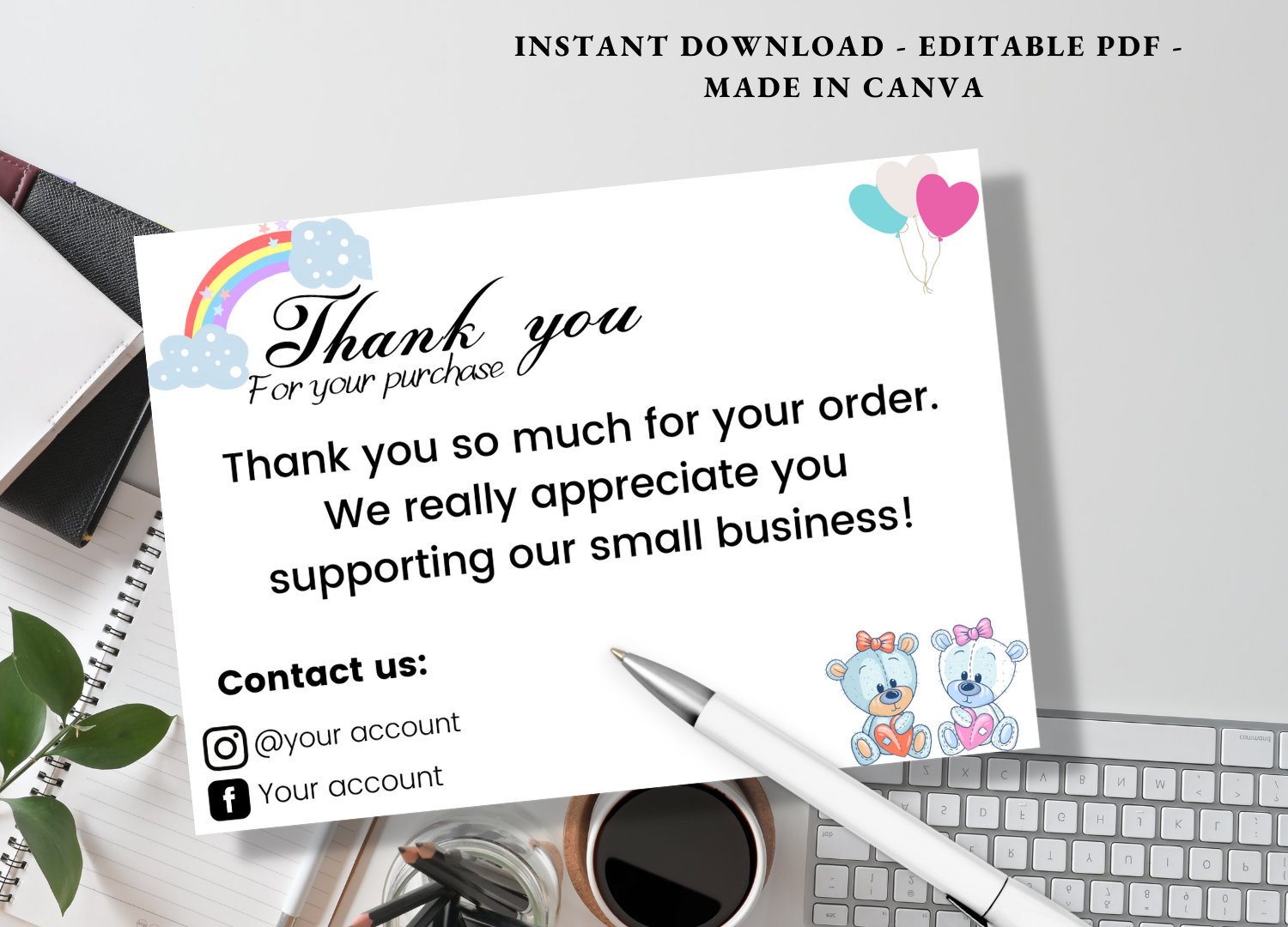 Small Business Thank You Card Printable Template for Small - Etsy