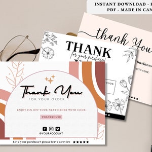 10 Thank You Cards Template, Printable Template for Small Businesses ...