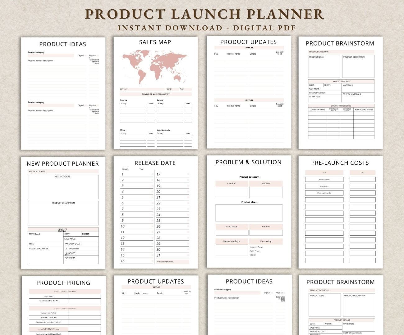 Printable Product Planner Pages Digital Business Planner - Etsy