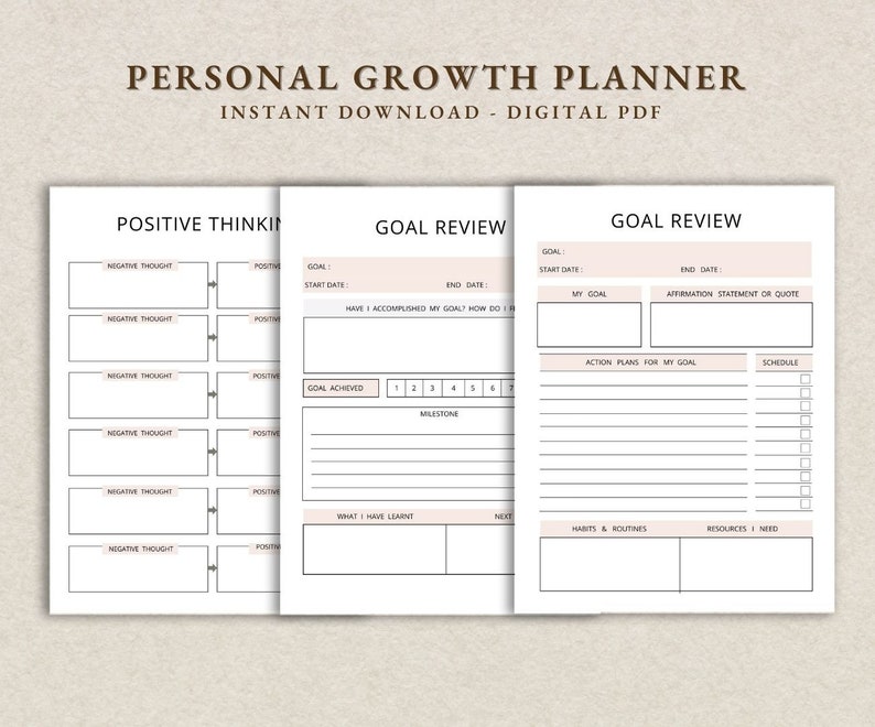 Personal Growth Journal Template, Editable Canva Template, Personal ...