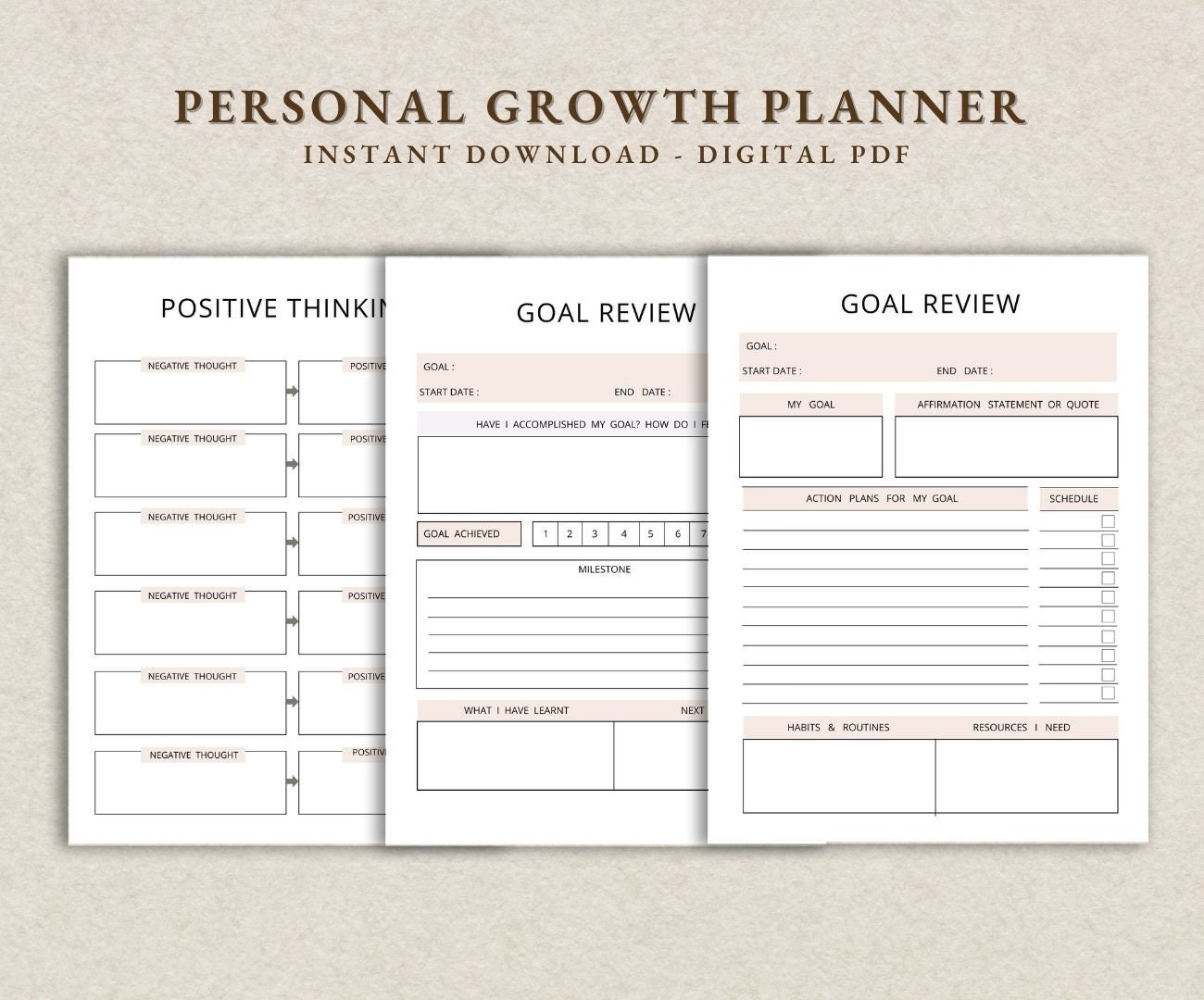 Personal Growth Journal Template, Editable Canva Template, Personal ...