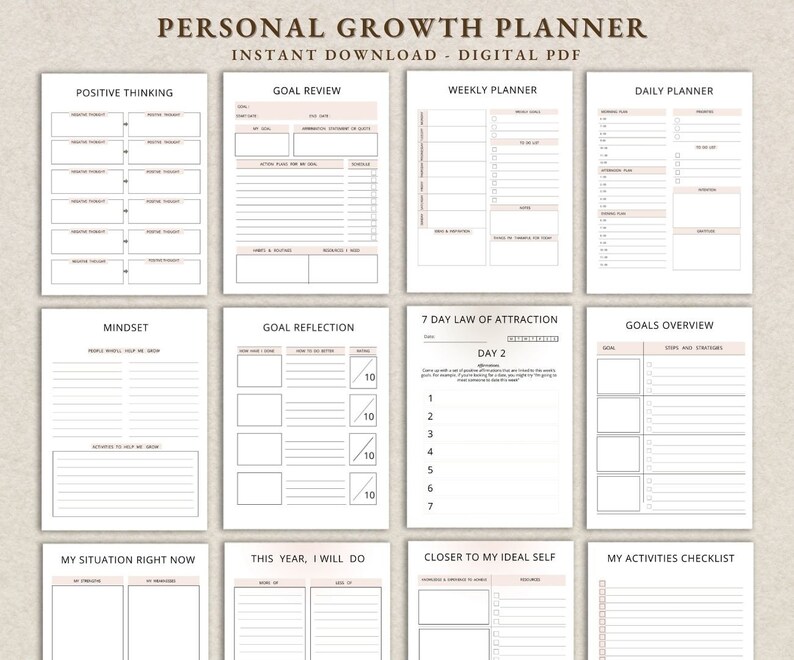 Personal Growth Journal Template, Editable Canva Template, Personal ...
