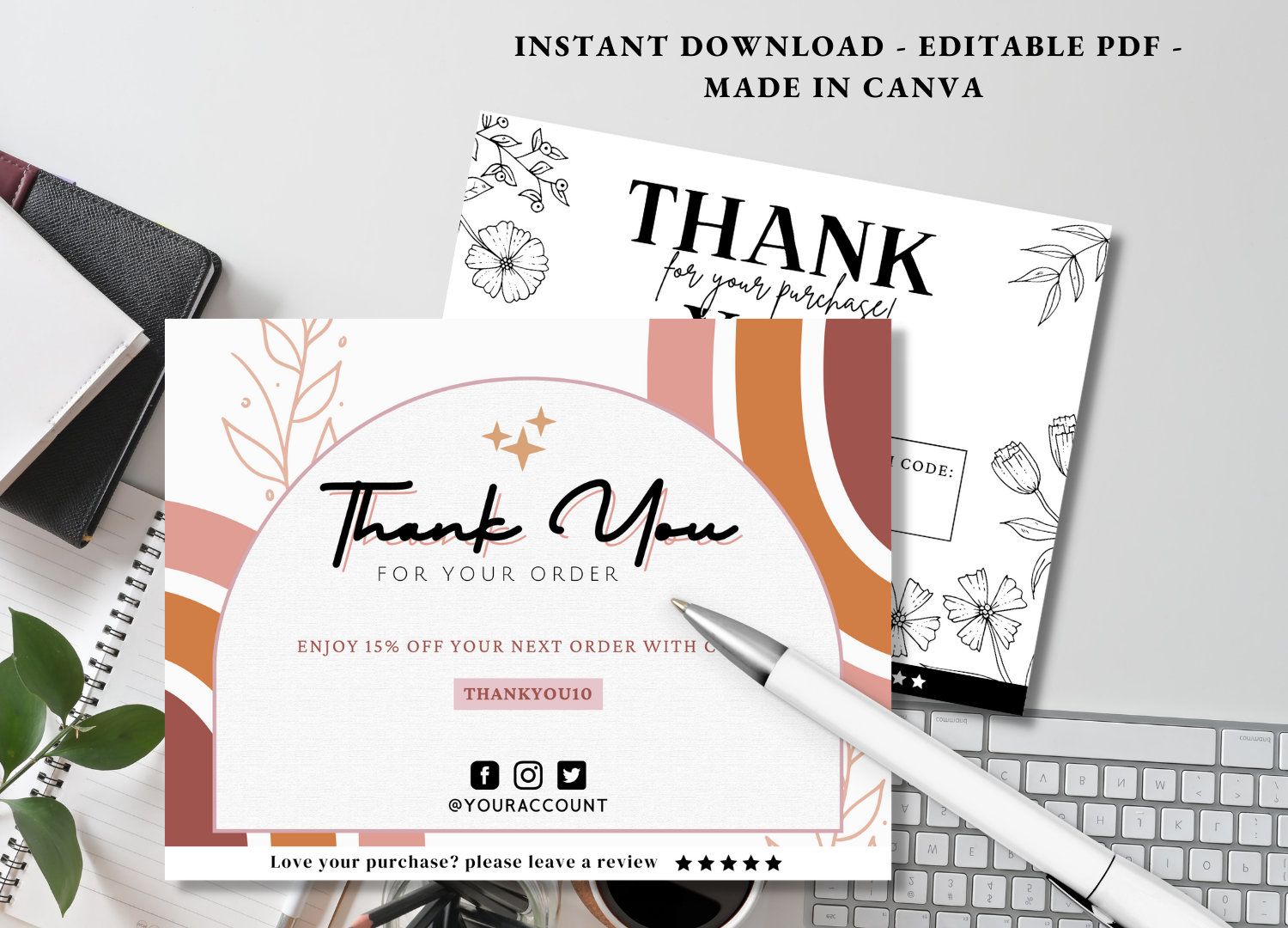 10 Thank You Cards Template, Printable Template for Small Businesses ...