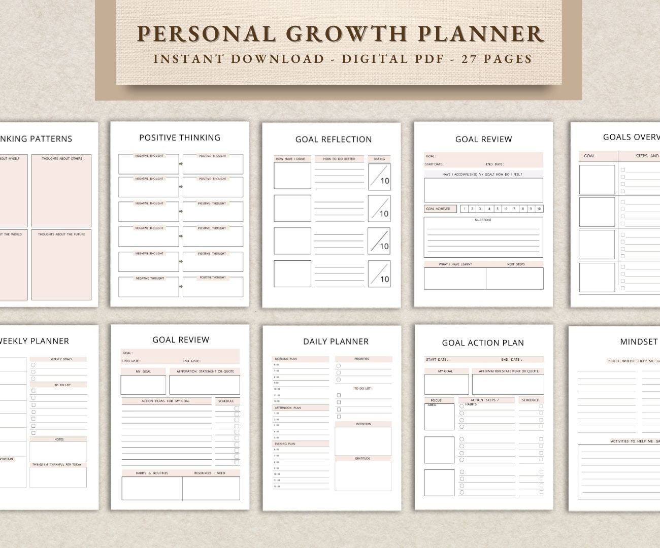 Personal Growth Journal Template, Editable Canva Template, Personal ...