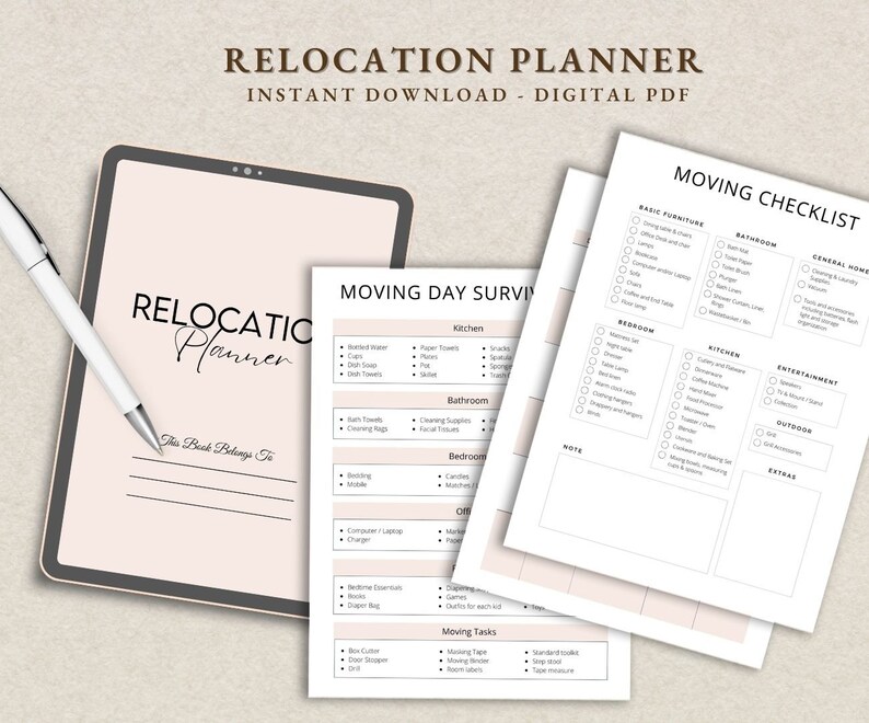 Relocation Planner Printable and Editable Canva Templates | Moving ...