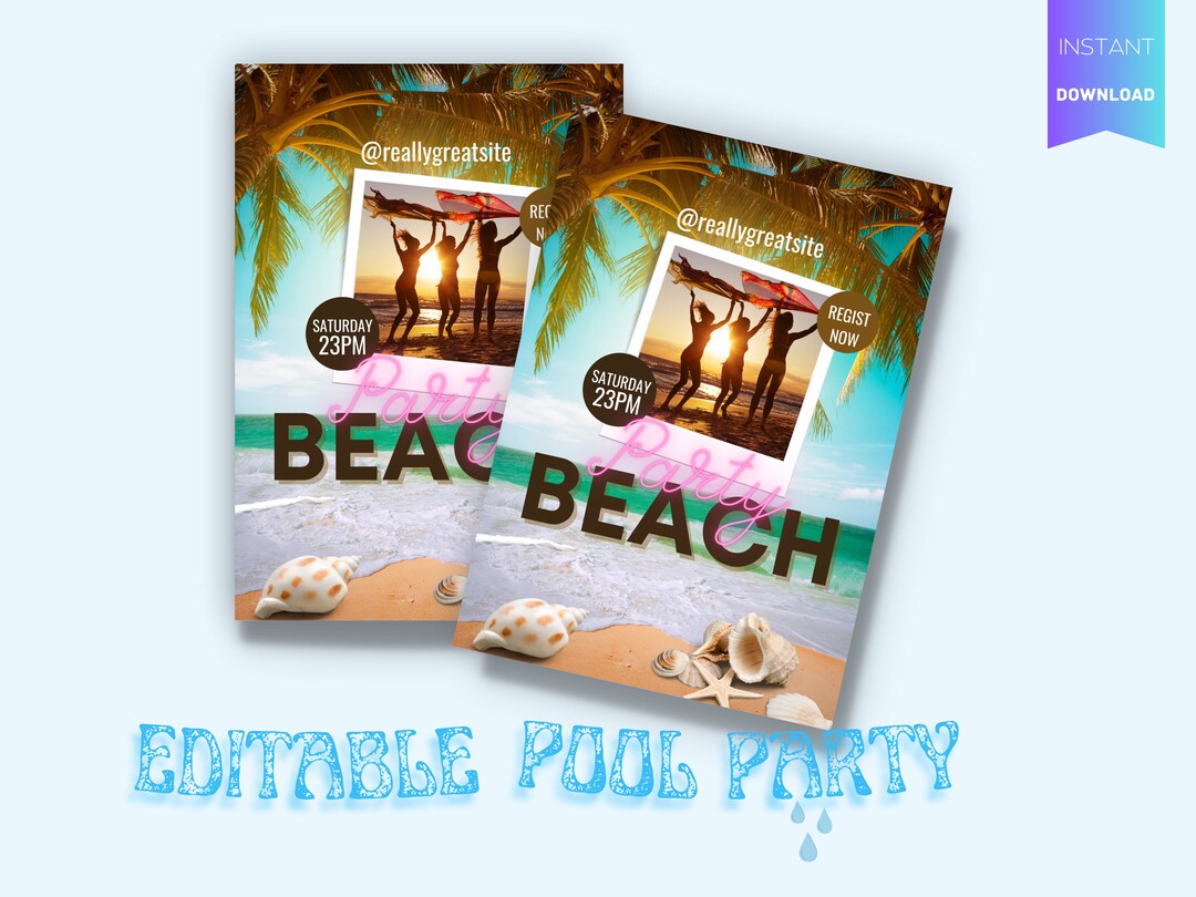 Beach Party Invitation, Pool Party Text Invitation, Summer Invite ...