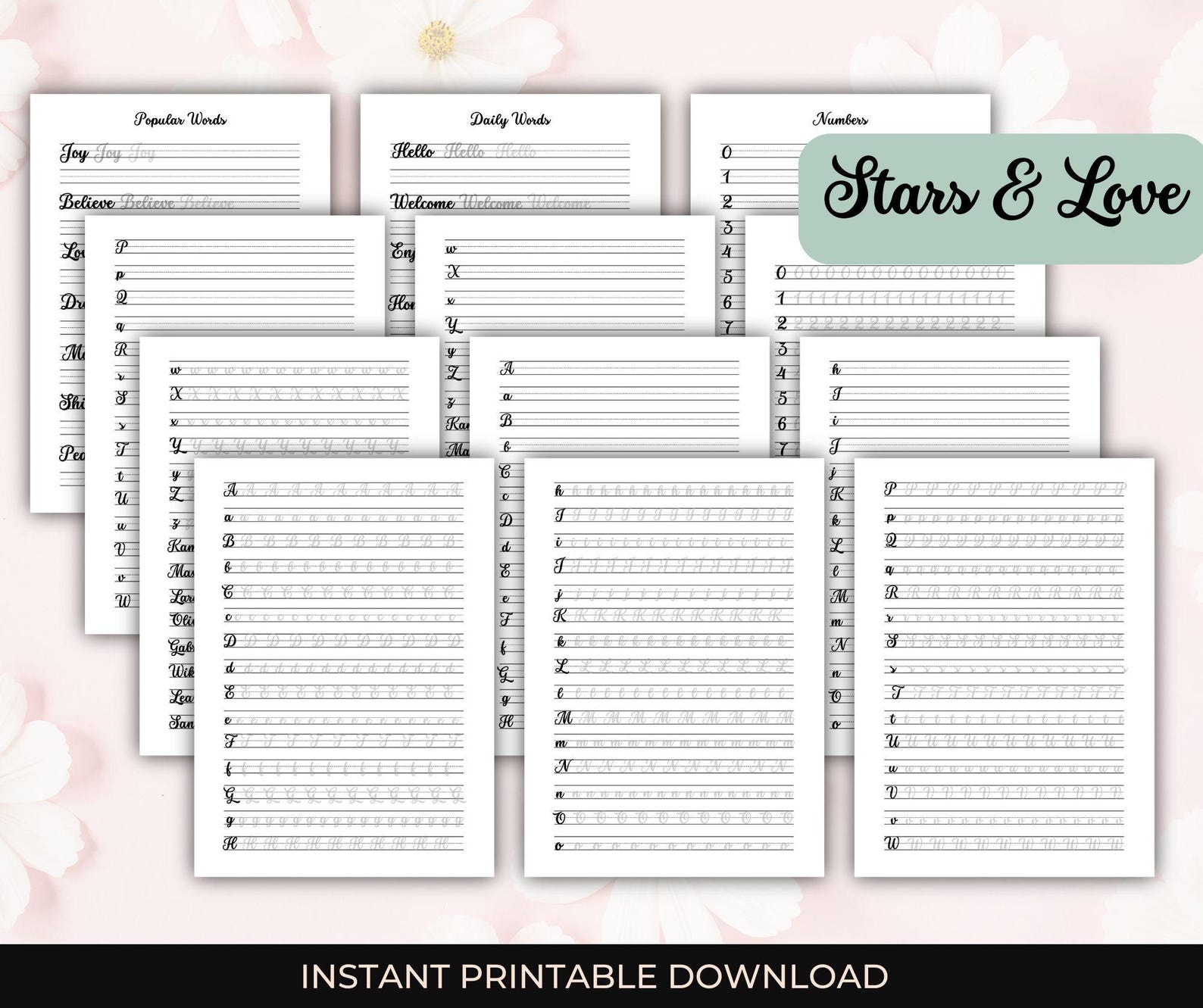 Calligraphy Worksheets Mega Pack | 6 Fonts, 72 Pages | Printable ...