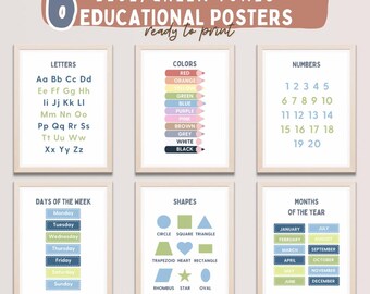 Educational Posters for Kids Beige & Earth Colors Homeschool Posters ...