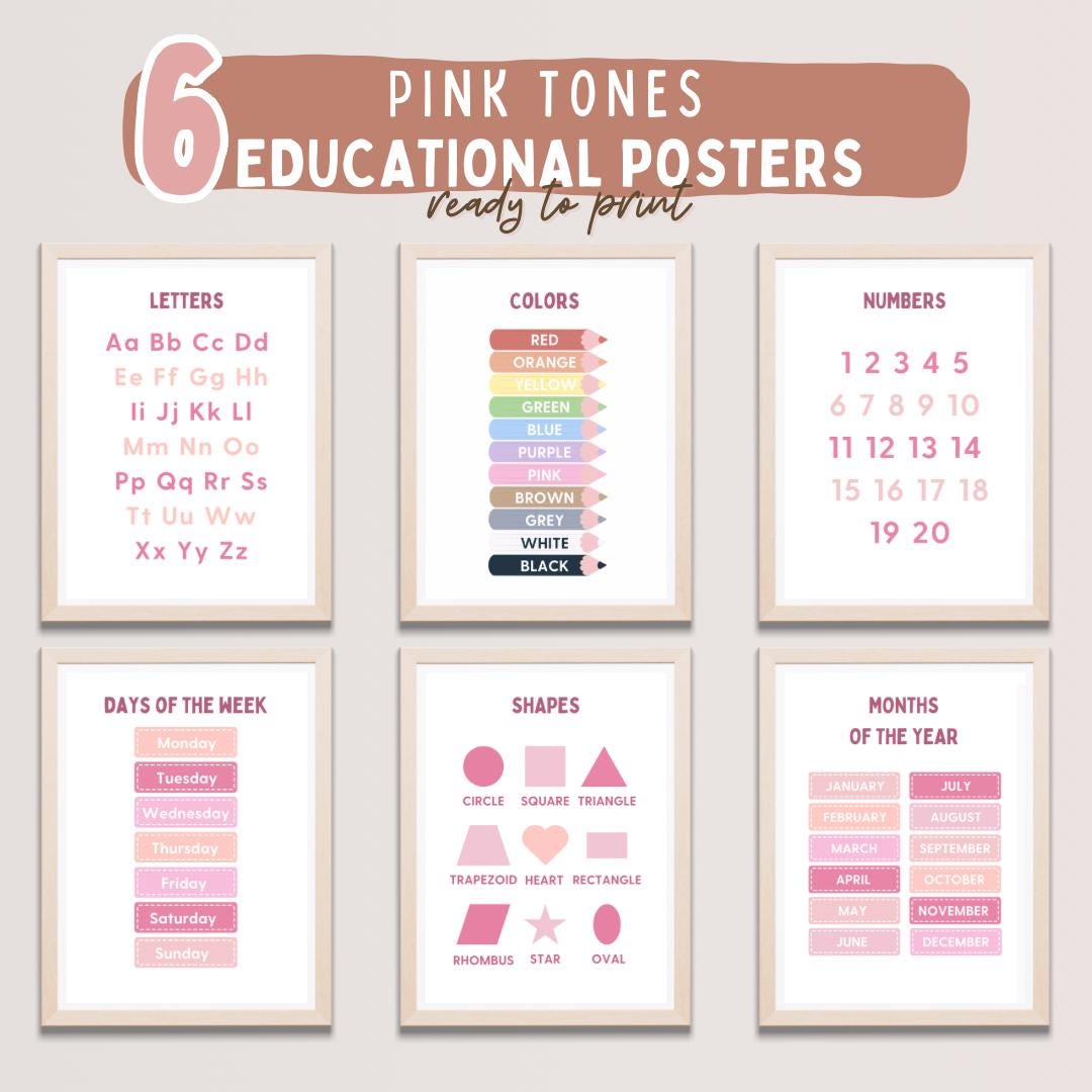 Educational Posters for Kids | Pink Colors | Homeschool Posters ...