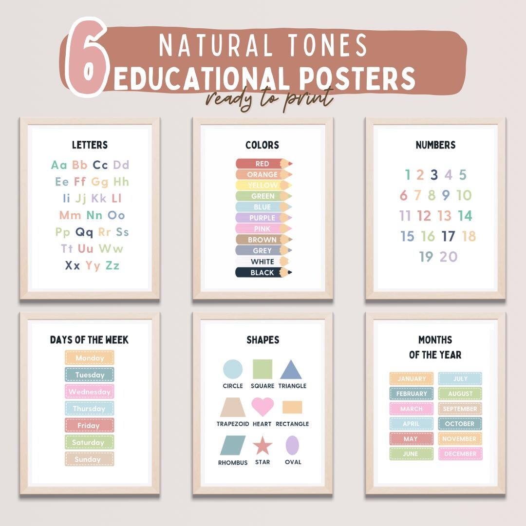 Educational Posters for Kids | Neutral & Natural Colors | Homeschool ...