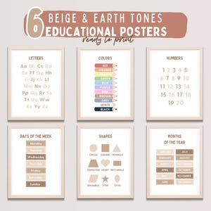 Educational Posters for Kids Beige & Earth Colors Homeschool Posters ...