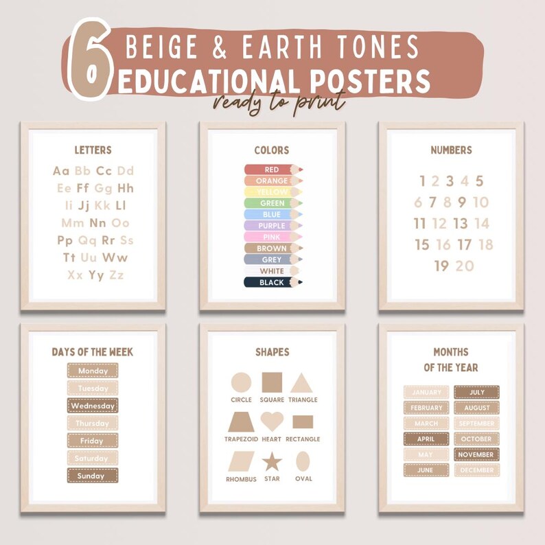 Educational Posters for Kids | Beige & Earth Colors | Homeschool ...