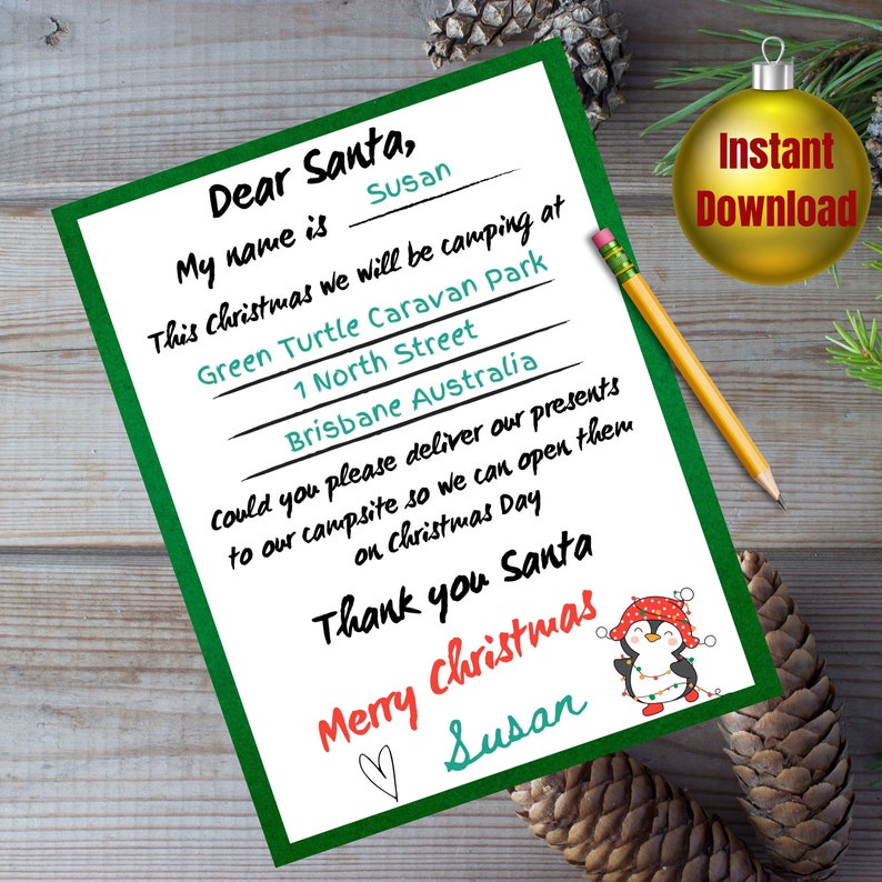 Kids Camping at Christmas Letter to Santa, Visiting Family and Friends ...