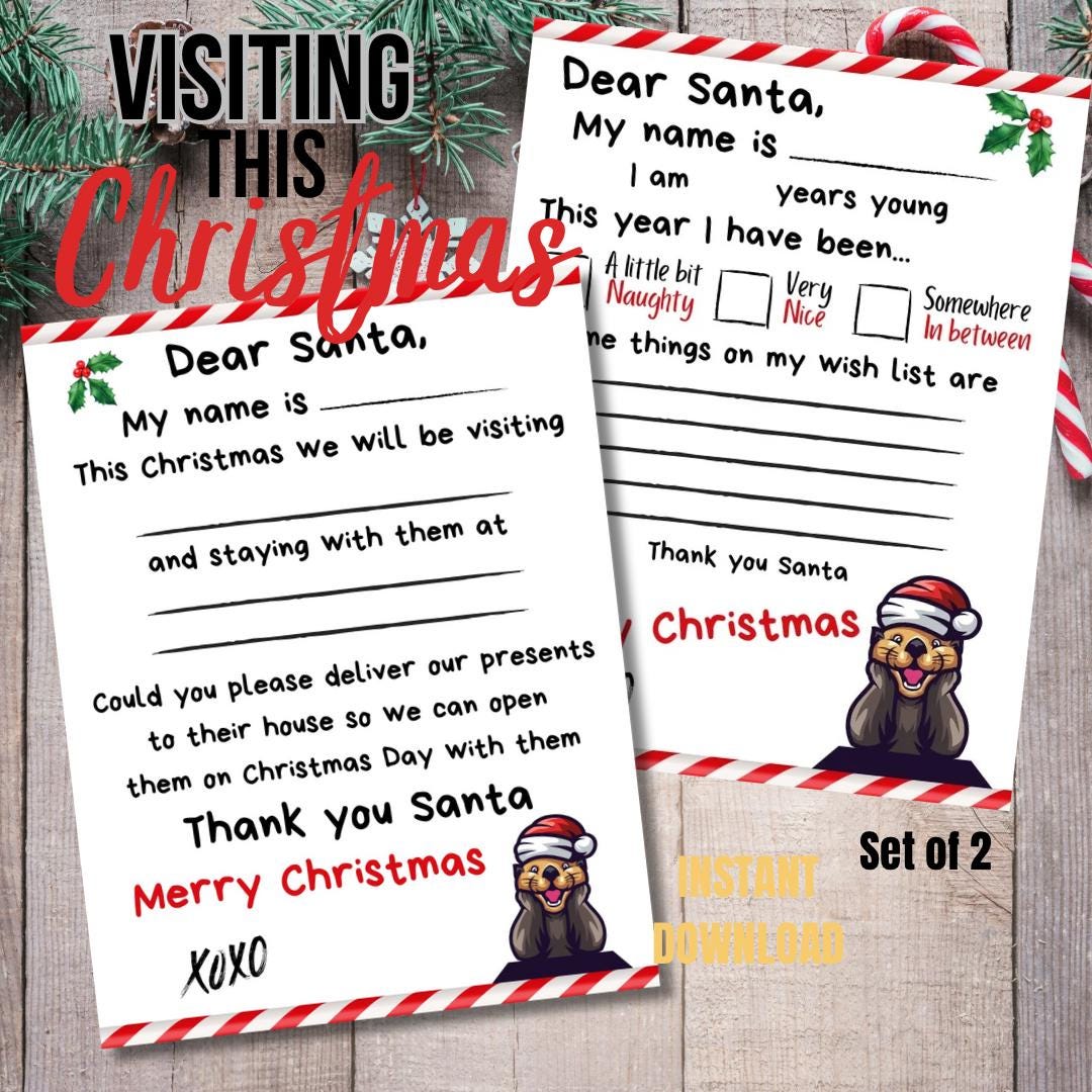 Visiting at Christmas Duo - Letter to Santa & Visiting Letter, Digital ...
