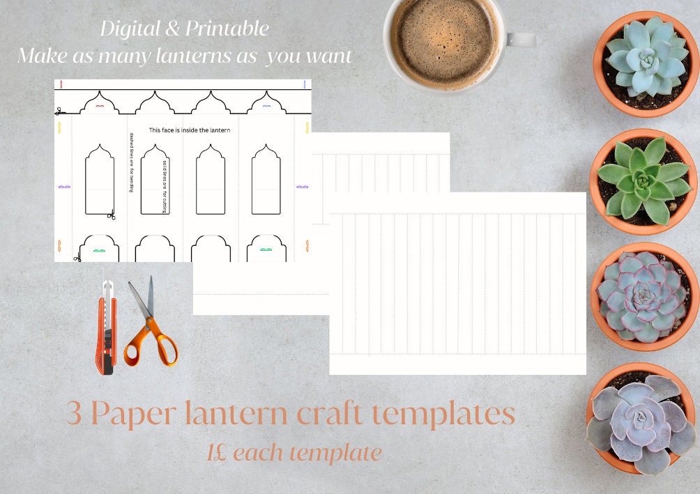 3 Paper Lantern Craft Templates, Lanterns for Ramadan, Lanternes Pour ...