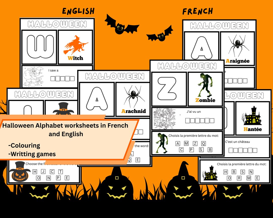 Halloween Alphabet Activities Worksheet French and English - Etsy