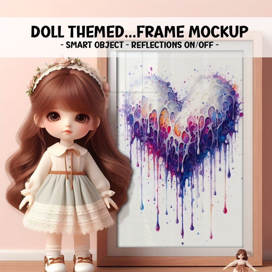 Doll Frame Mockup PSD Template Model, Smart Object Glass Reflection On ...
