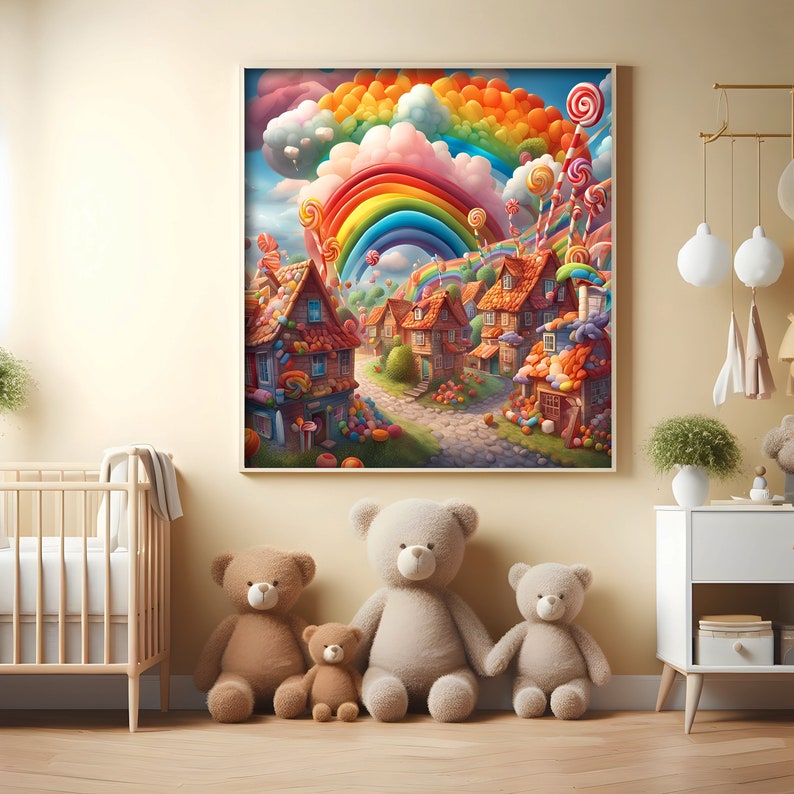 Candy Land Wall Art Sweets Painting, Wall Art Kids Decor Room Rainbow ...