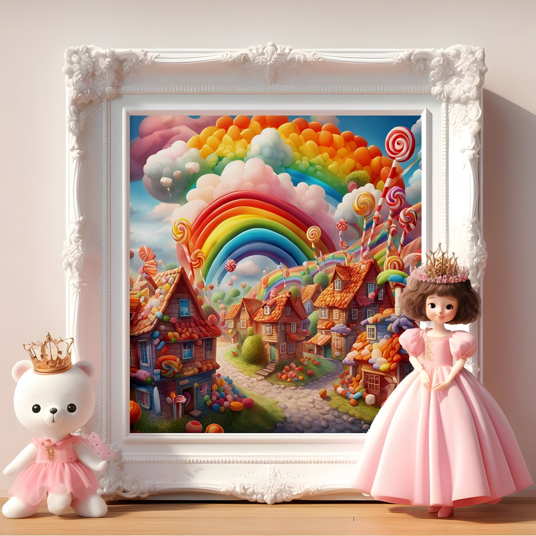 Candy Land Wall Art Sweets Painting, Wall Art Kids Decor Room Rainbow ...
