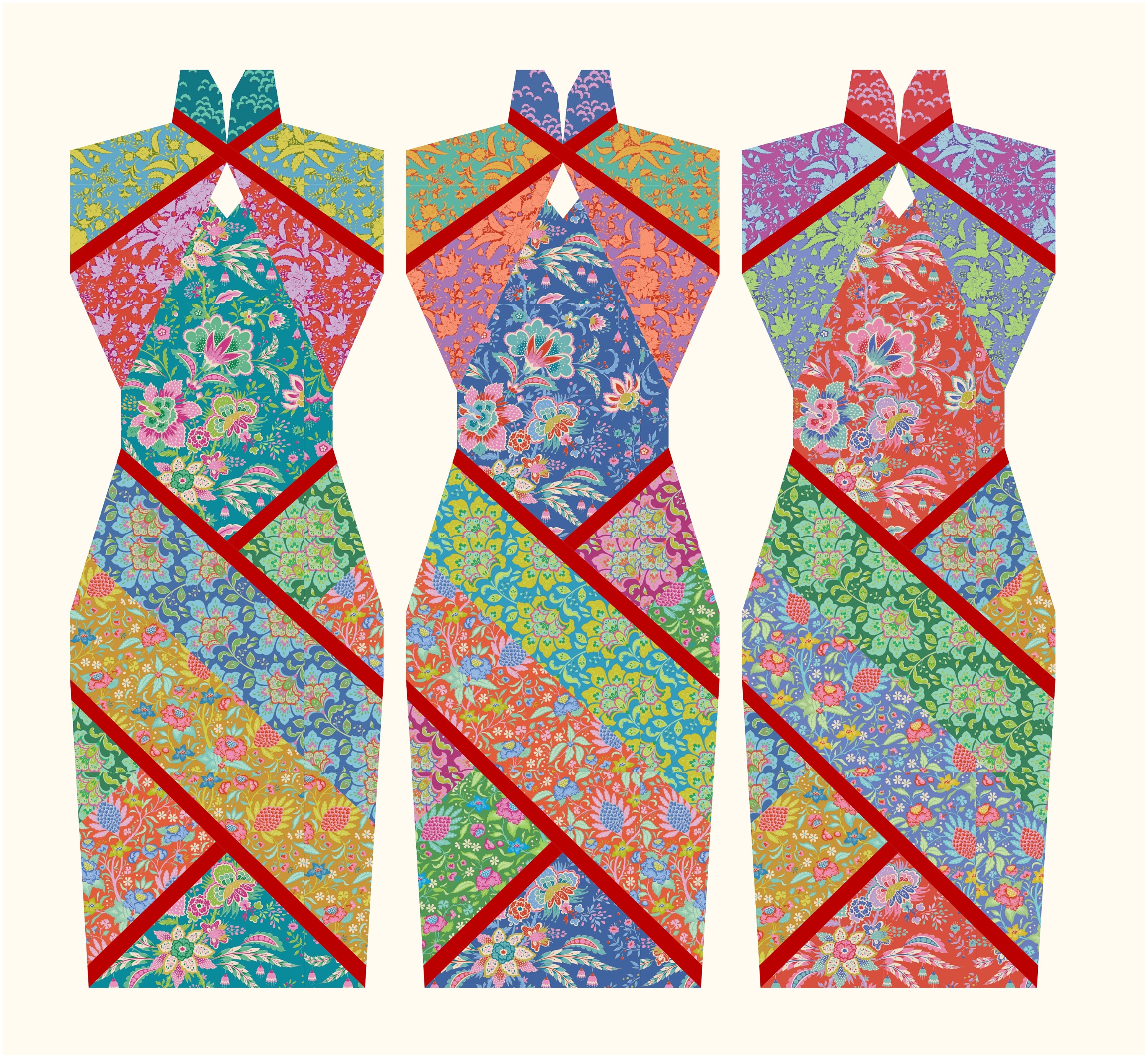 Cheongsam / Qipao Quilt Block FPP - Printable PDF Pattern - Etsy