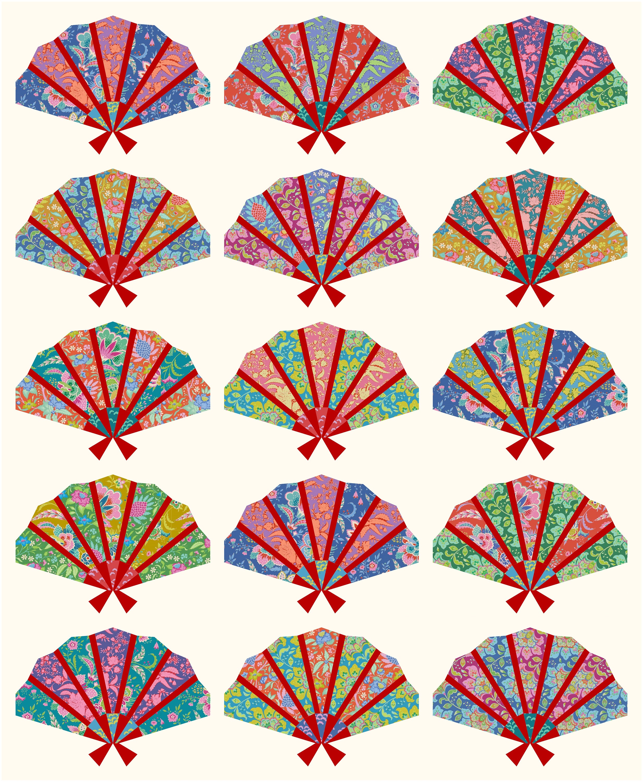 Folding Fan Quilt Block FPP (foundation Paper Piecing) - Printable PDF ...
