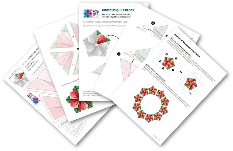 Hibiscus Flower Quilt Block FPP foundation Paper Piecing Printable PDF ...