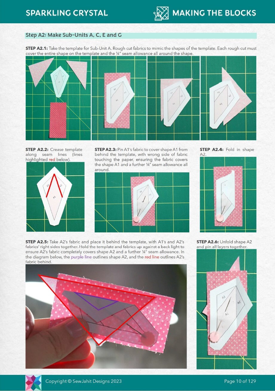 Sparkling Crystal Quilt FPP Pattern and Tutorial With Pictorial ...