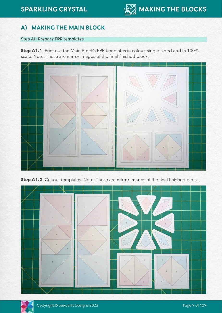 Sparkling Crystal Quilt FPP Pattern and Tutorial With Pictorial ...