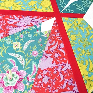 Three Oriental Quilt Blocks - Cheongsam(qipao), Folding Fan and Purse ...