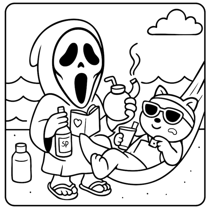 Cute Horror Coloring Pages - Etsy