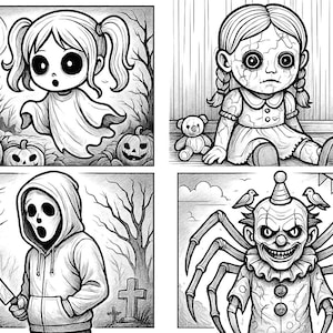 Cute Horror Coloring Pages - Etsy