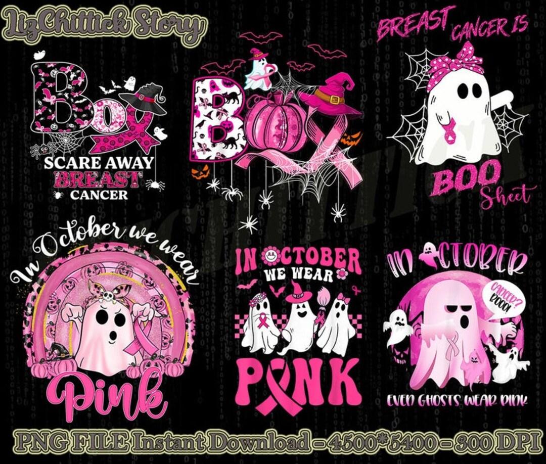 Breast Cancer Bundle Png Breast Cancer Halloween Png in - Etsy