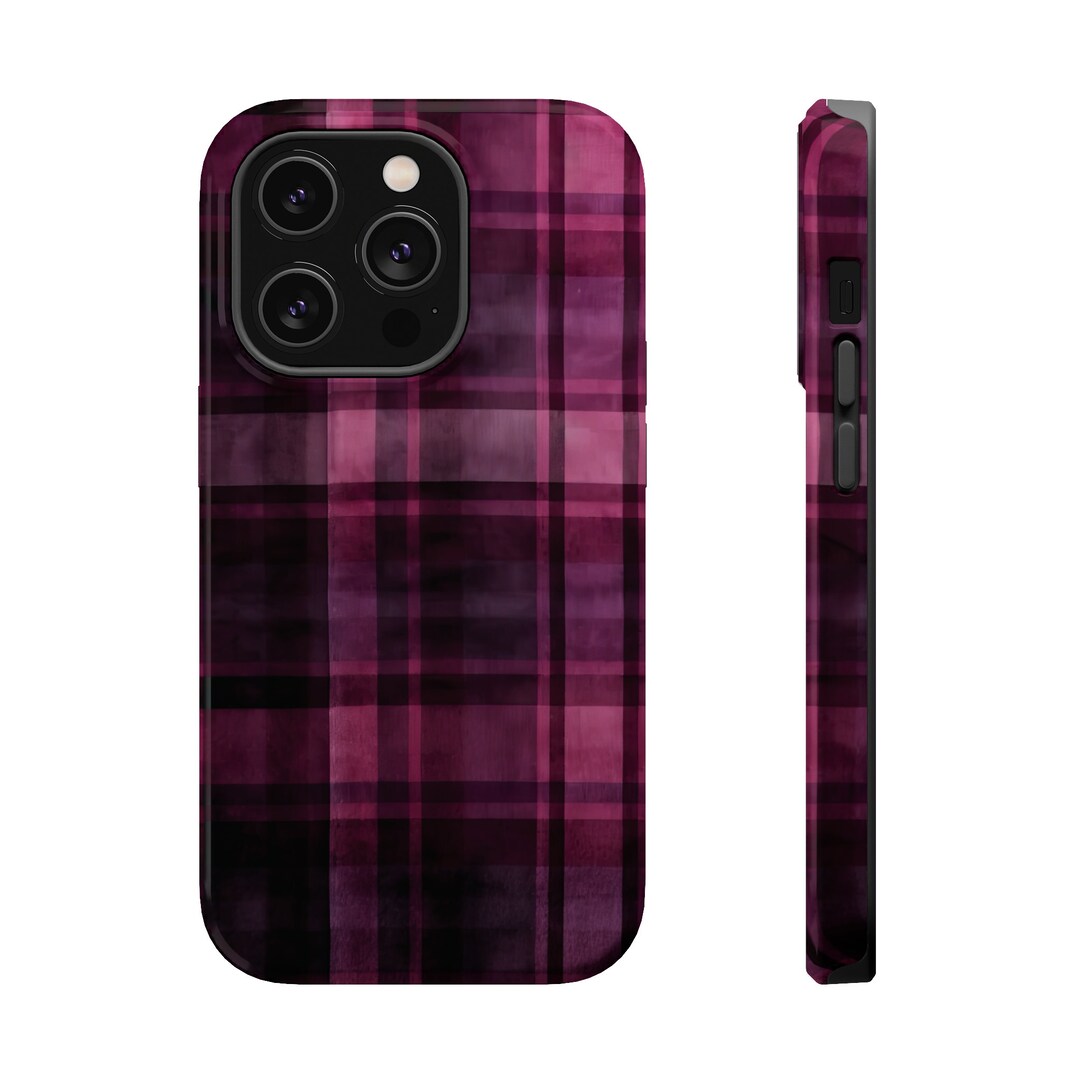 Berry Colored Plaid, Magsafe Tough iPhone Case (various Sizes, Matte or ...