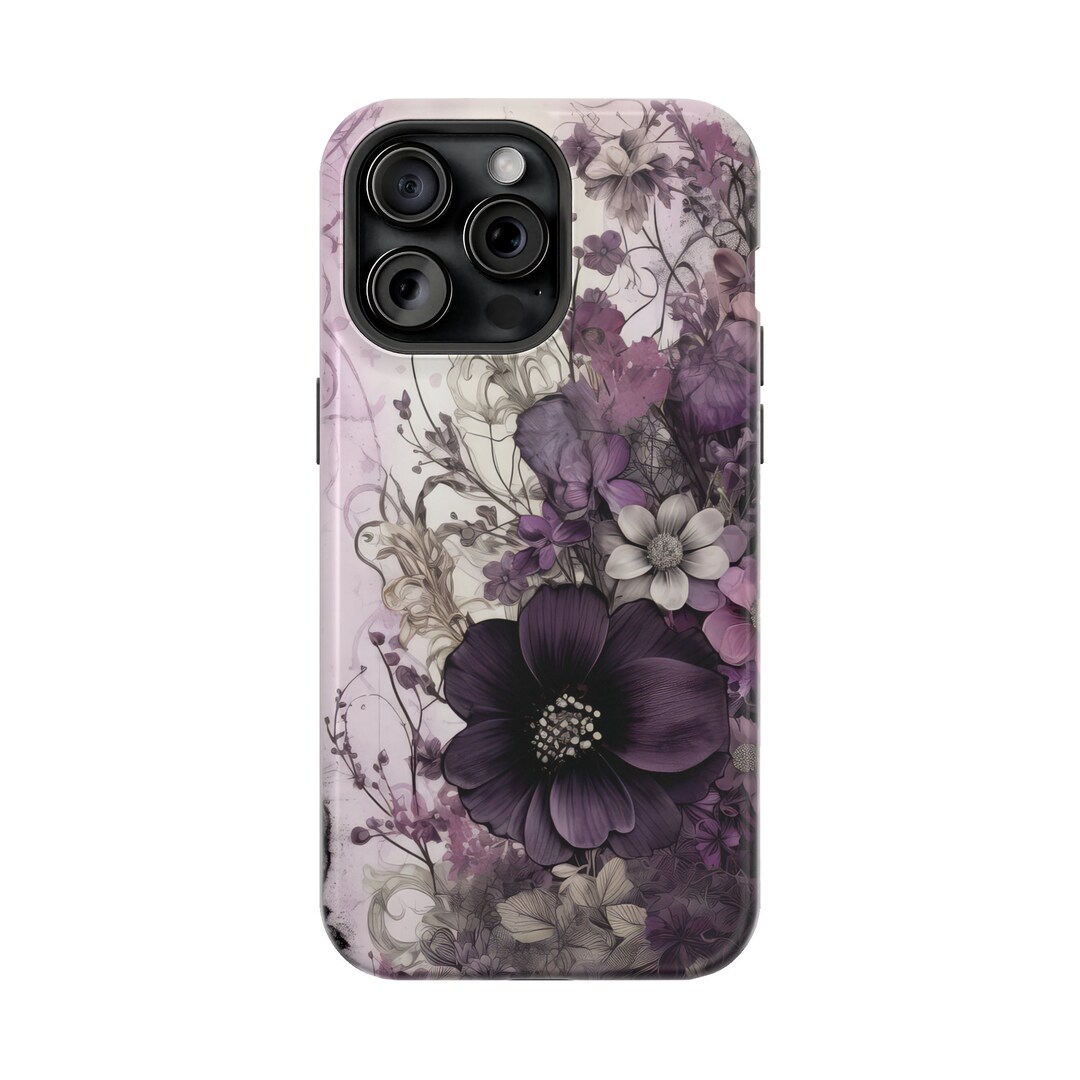 Purple Flowers, Magsafe Tough iPhone Case (various Sizes, Matte or ...