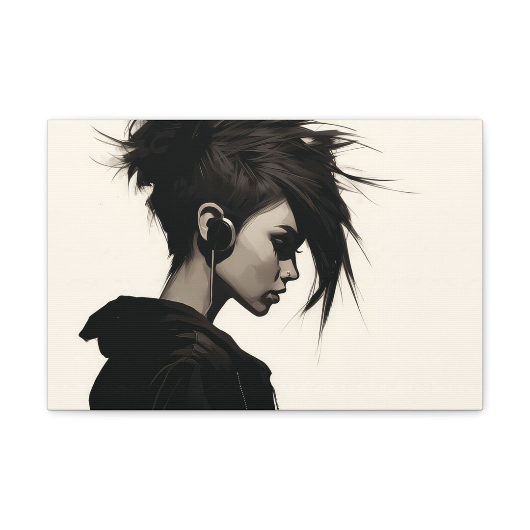 Punk Girl Portrait, Canvas Gallery Wraps. Punk Rock Decor. Digital ...