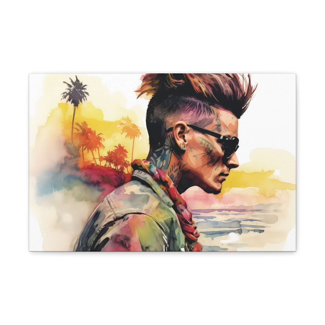Punk Guy Portrait, Canvas Gallery Wraps. Punk Rock Decor. Digital ...