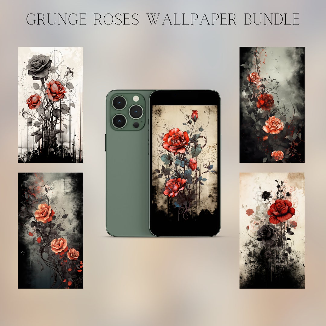 Grunge Flowers (roses) Phone Wallpaper - Digital File. iPhone and ...
