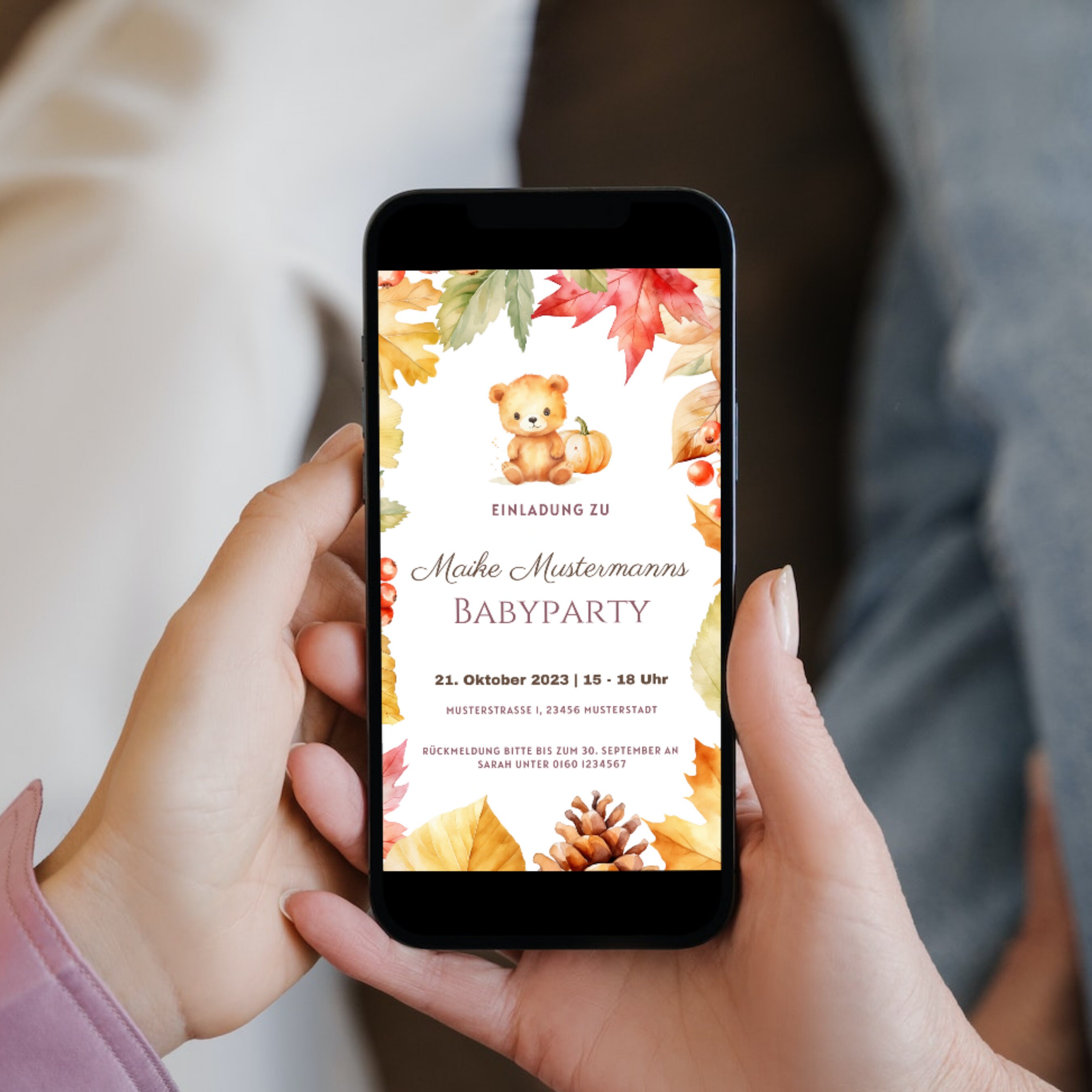 Editable Baby Shower Invitation German Template Autumn Digital - Etsy