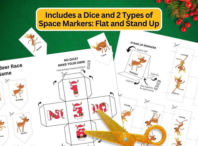 Santa's Reindeer Race Board Game: Christmas Dice Game (printable) - Etsy