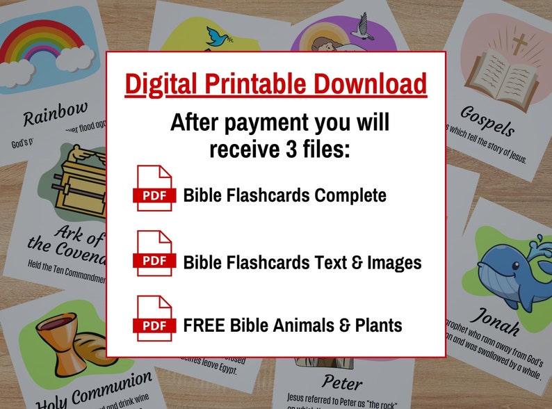 Bible Printable Flashcards for Kids - Fun Activity Study Cards for ...