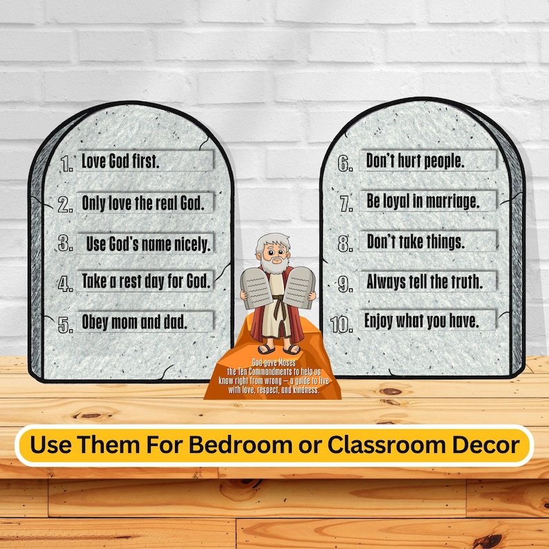 Ten Commandments Craft Activity for Kids: Moses Bible Worksheets ...